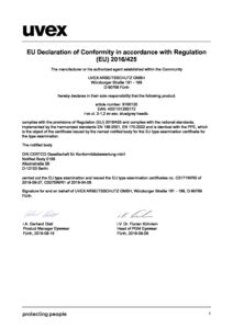 Uvex 9160-120 I-VO Headband Safety Glasses Declaration of Conformity ...