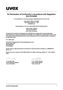 Uvex 9159-105 Winner Safety Glasses Declaration of Conformity - Safety ...