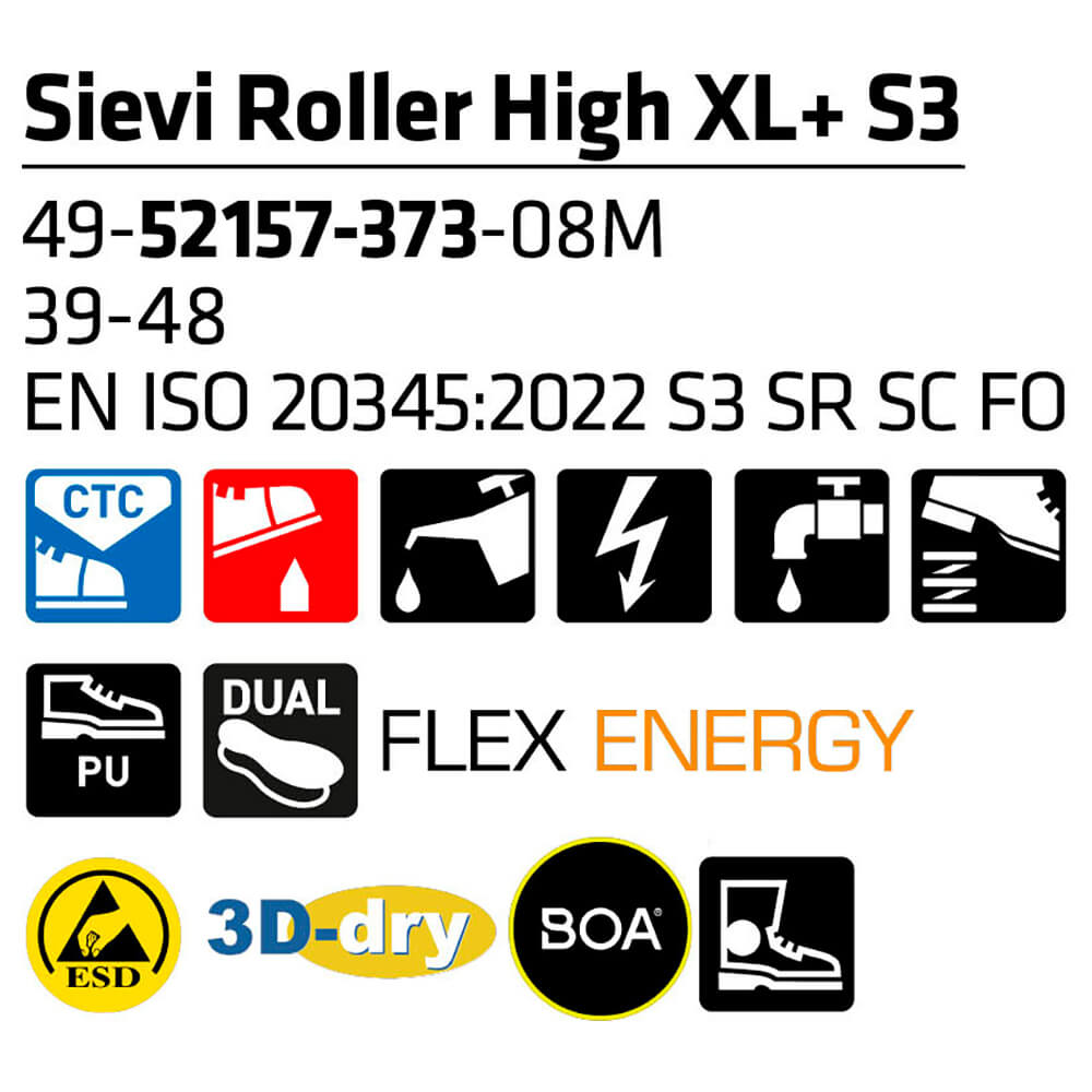 Sievi Roller High XL+ S3 Safety Boots | Footwear | Safety Supplies